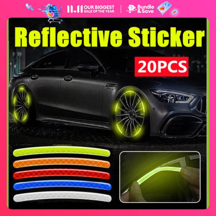 20 sets of reflective patches for wheels safety warning labels lighting ...