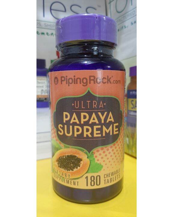 Papaya Supreme 180 Chewable Tablets with Papain Bromelain Lipase ...