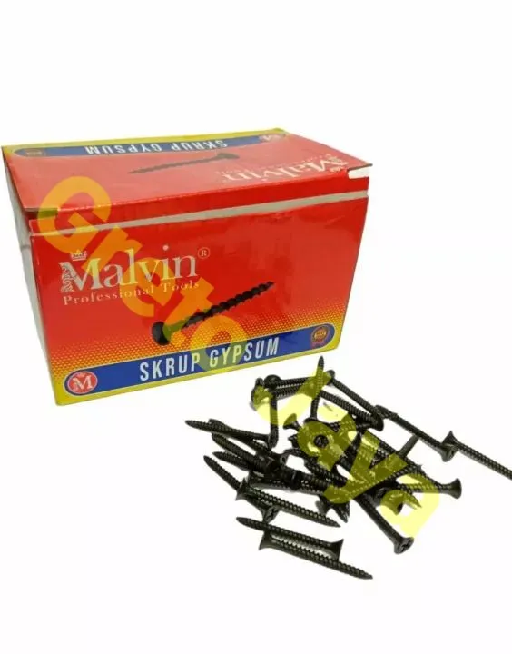 ( 1 DUS 6x1-1/4 ) Sekrup Gypsum Skrup Mur Baut Gipsum Hitam Drywall 6 x ...