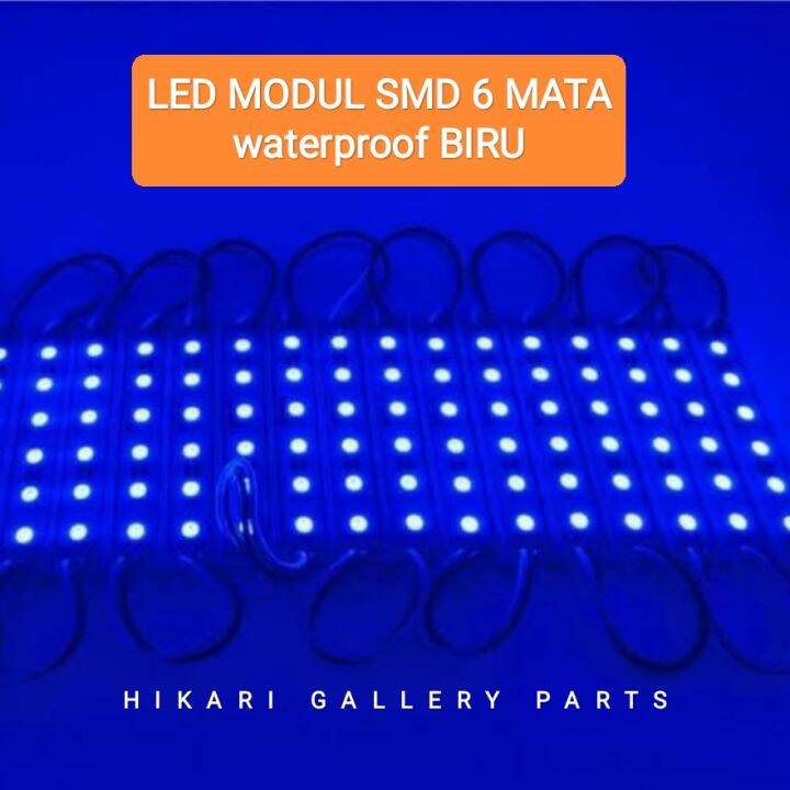 (1 Strip) LED Modul SMD BIRU 5050 12volt Waterproof 6 Mata LED Warna ...