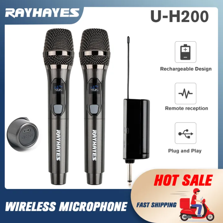 RAYHAYES Wireless Microphone original Rechargeable Dual Karaoke Mic ...