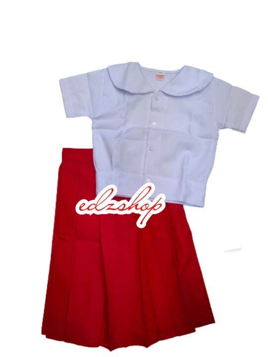 red palda skirts & blouse school uniform set | Lazada PH