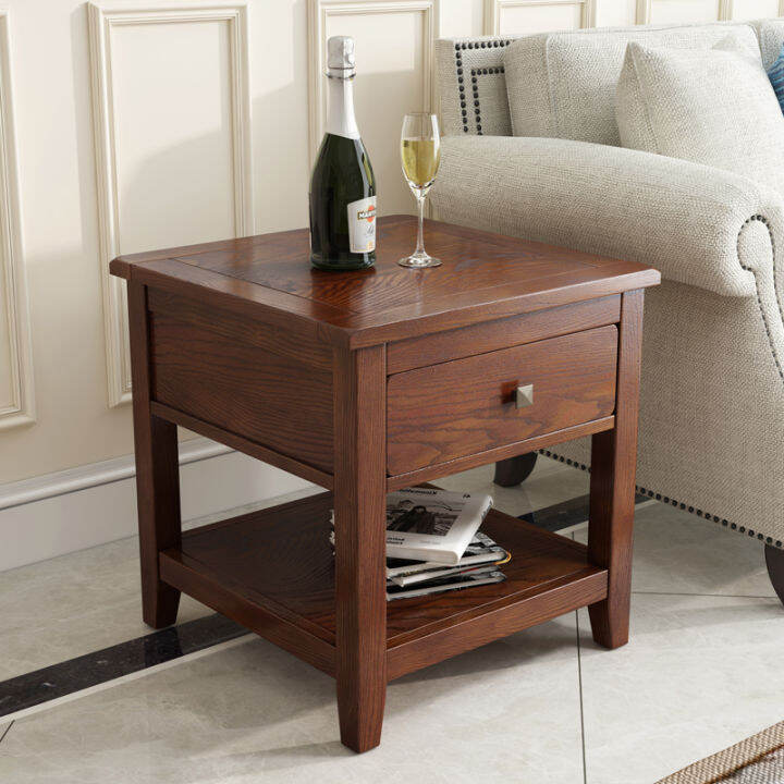 American-Style Corner Table Square Tea Table Solid Wood Square Table ...