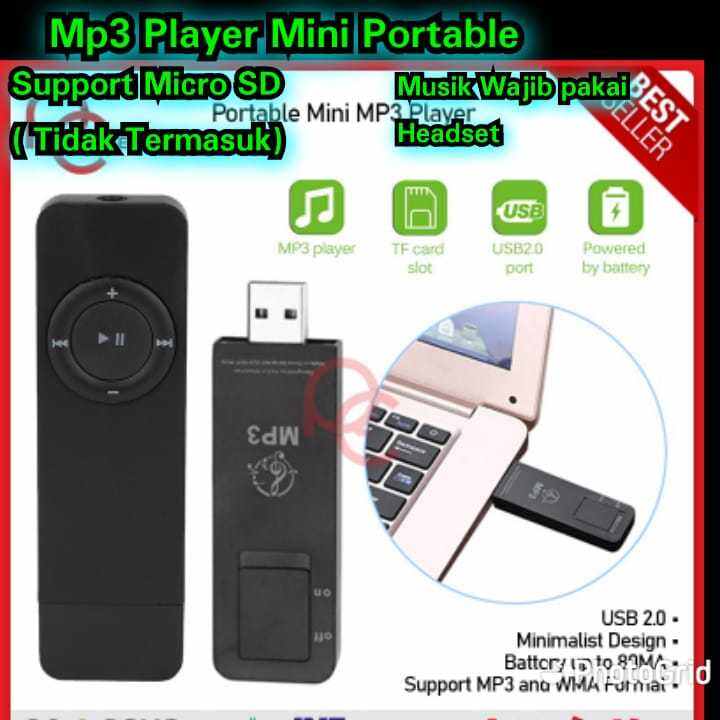 Mp3 player mini Model Tombol Jack 3.5 Support Micro sd card Pemutar ...
