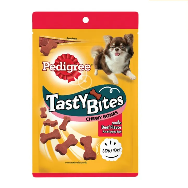 Pedigree Dog Treats Tasty Bites Chewy Bones Beef Flavor 50g [LOW FAT ...