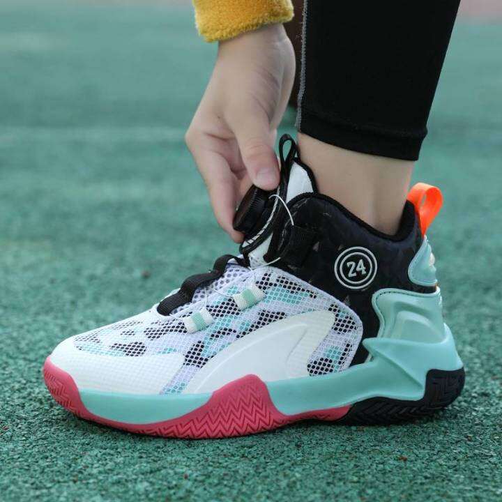 Authentic Children's Basketball Shoes Boys' Actual Combat Rotate Button ...