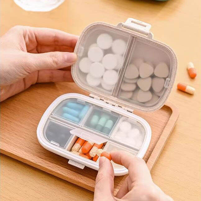 YESPERY Portable Mini Pill Box 8-grid Travel Compartment Storage Sealed ...