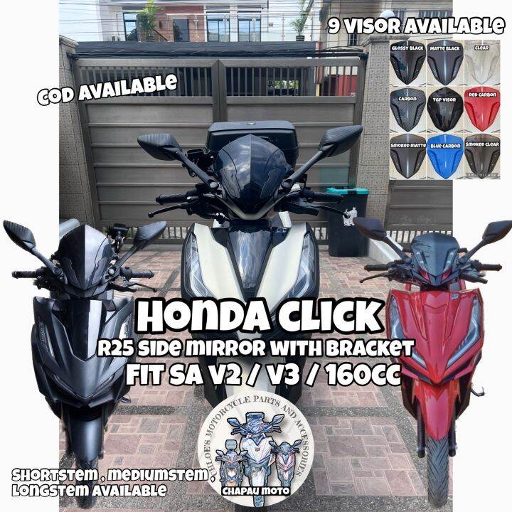 Honda Click V2 / V3 125 i 150 i SIDE MIRROR WITH BRACKET AND VISOR ...