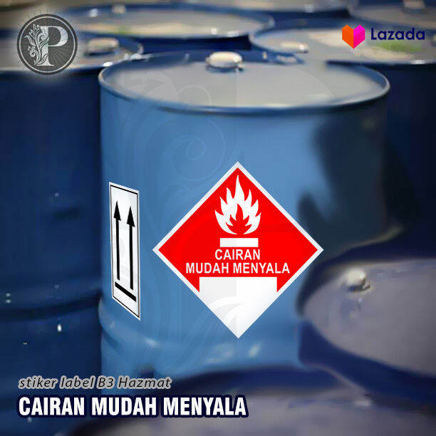 STIKER LABEL K3 LIMBAH B3 HAZMAT RAMBU CAIRAN MUDAH MENYALA | Lazada ...