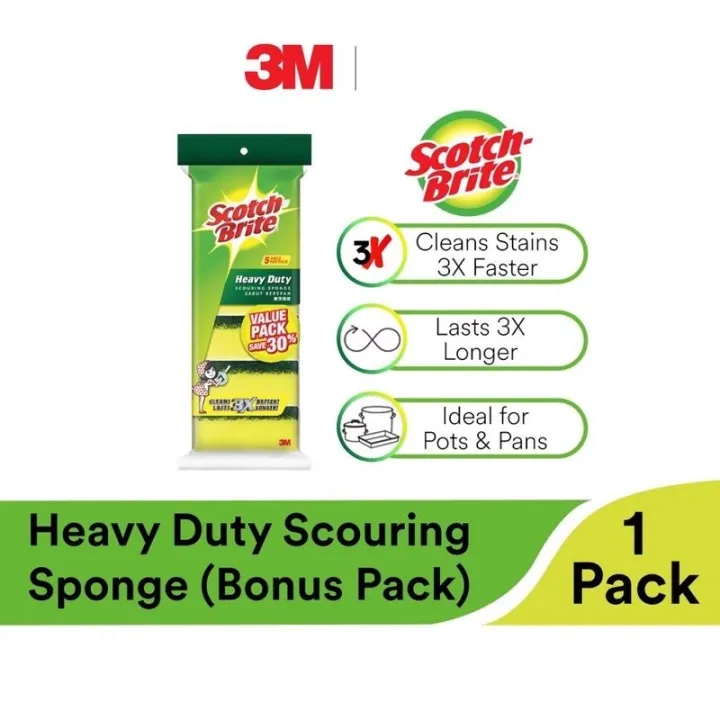 3M Scotch Brite Heavy Duty Scouring Sponge Bonus Pack (5 Pcs/Pack) | Lazada