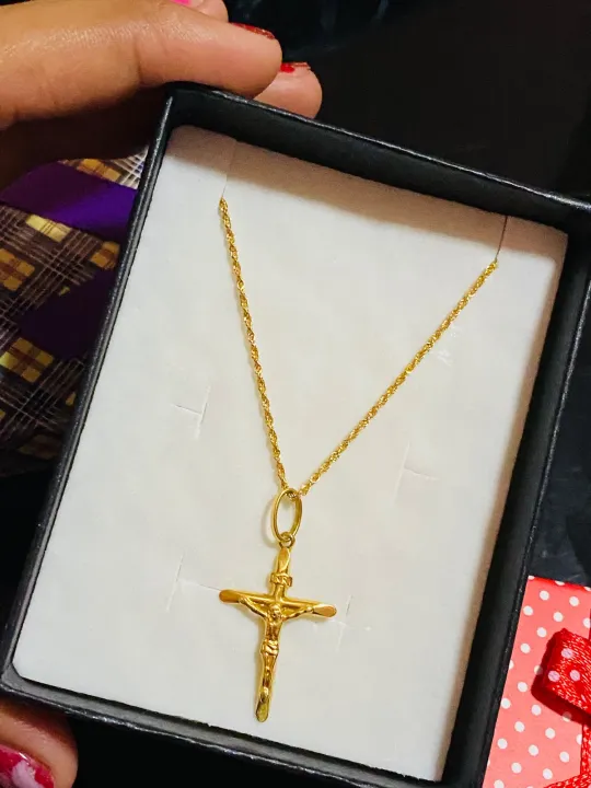 Gold Cross Necklace 18k 20" Pawnable COD | Lazada PH