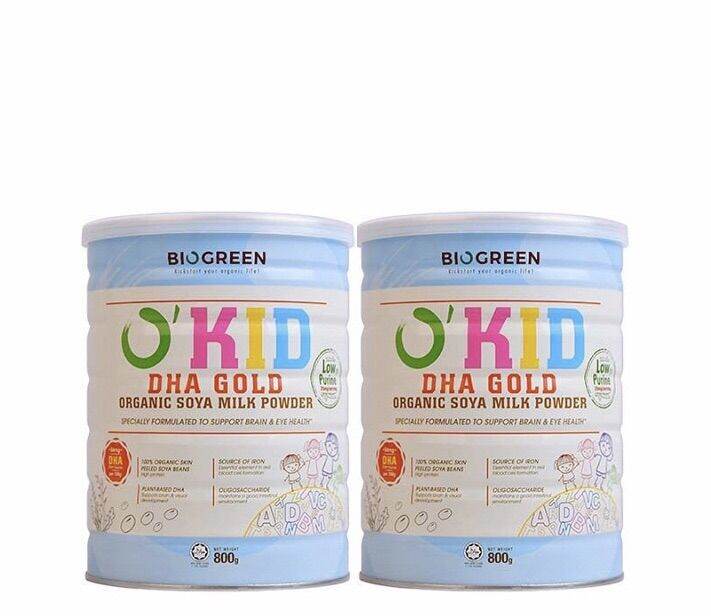 BIOGREEN O'KID DHA GOLD ORGANIC SOYA MILK POWDER 2 X 800G | Lazada