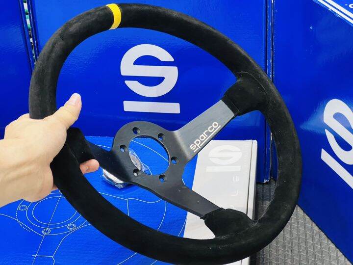 พวงมาลัย New Sparco R325 Ver.2023 ก้านยก หนังกลับ แท้ Made in ltaly ขนาด 350 mm. ยก 95 mm. แป้น ...