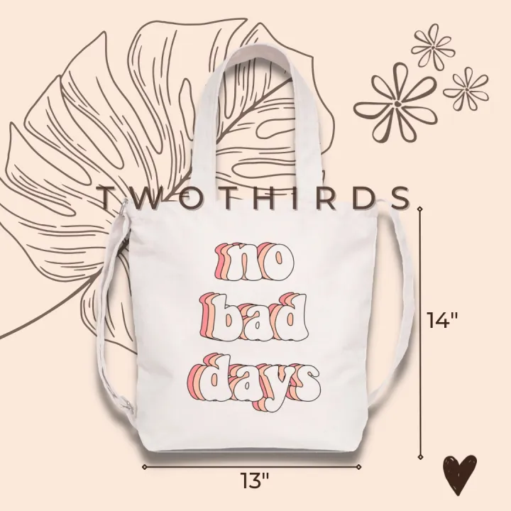 Trendy Canvas Tote Bag with Adjustable Sling Zipper and Inside Pocket ...