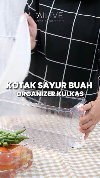 Storage Box Kulkas Besar Dengan Gagang / Wadah Box Kontainer Sayur Buah ...