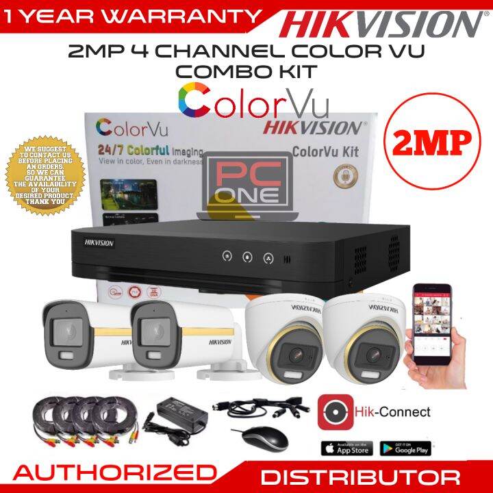 HIKVISION 2MP 4 Channel Lite ColorVu Combo Kit All Cameras are Built-in Mic | Lazada PH