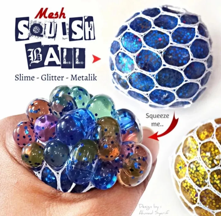 SQUISHY MESH BALL / BOLA SQUISHY JARING / MAINAN ANAK ANTI STRESS ...