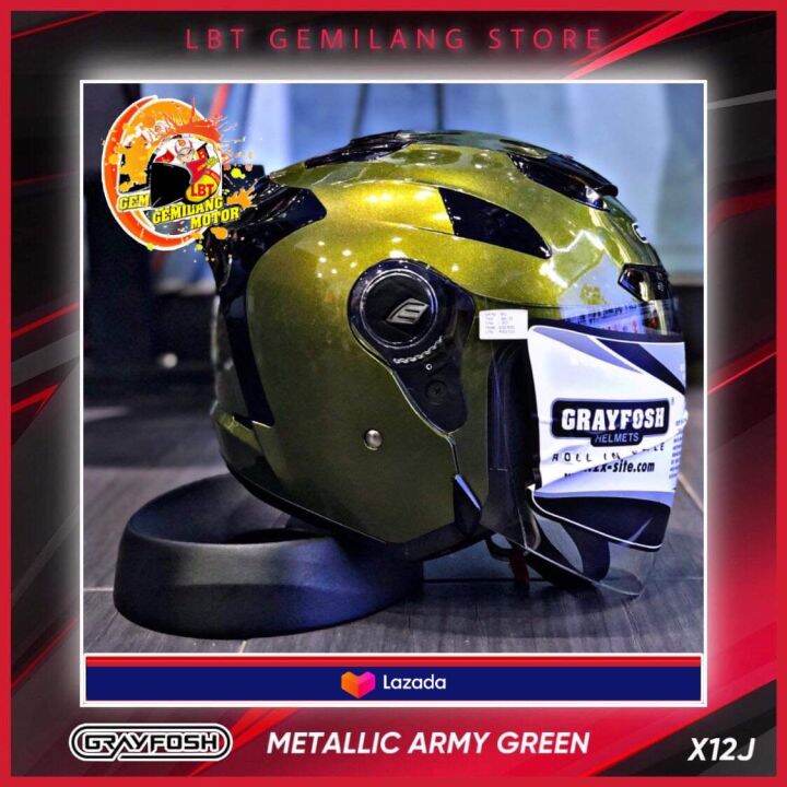 GRAYFOSH X12J AeroForce Helmets [Metallic Army Green] | Lazada