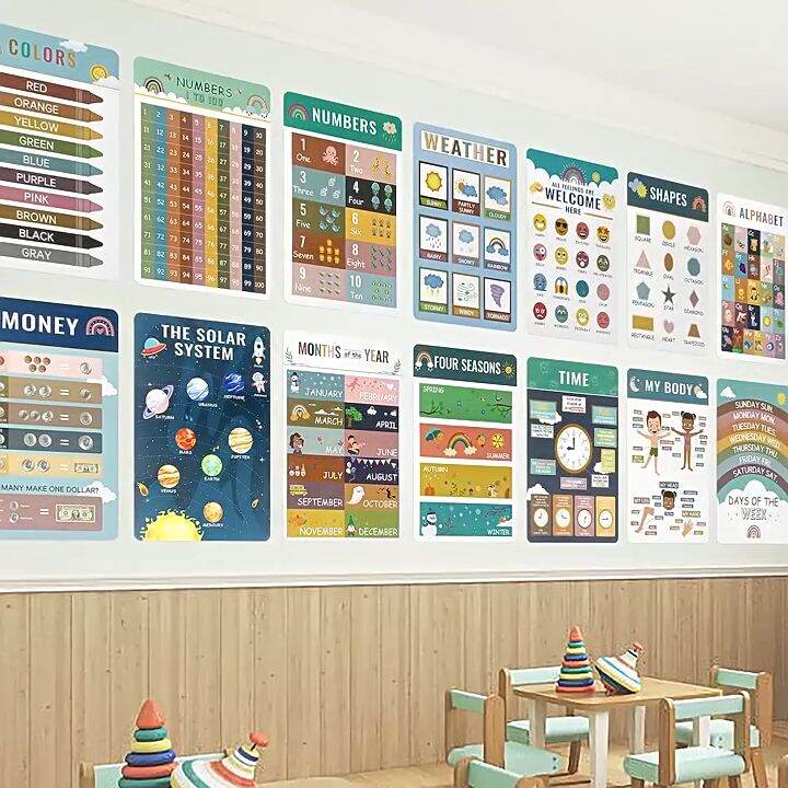 16PCS Big Size Educational Wall Charts Learning Materials for Kids ...