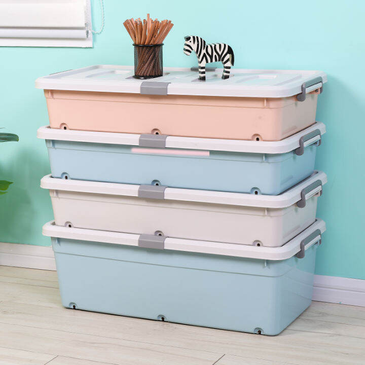 Bed Bottom Storage Box Flat with Roller Wheels Thickened Clothes Quilt ...