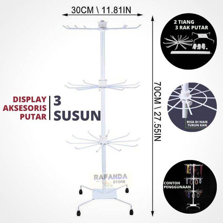 Rak gantungan matahari 3 susun display putar 3 tingkat pajangan ...