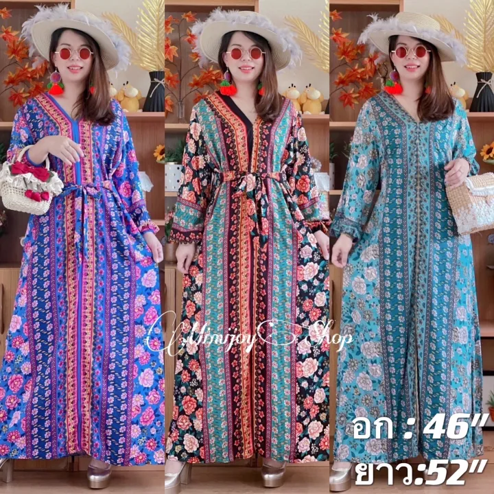 Mimi joy 🔥New ชุดเดรสยาวลายดอกไม้ อก:38-44-46”ชุดเดรสแฟชั่นลายดอก ชุดโบ ...