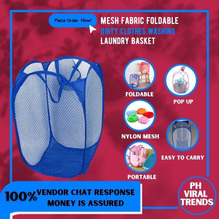 PH Viral Trends MESH FOLDABLE LAUNDRY WASHING BASKET DRYING RACK HAMPER ...