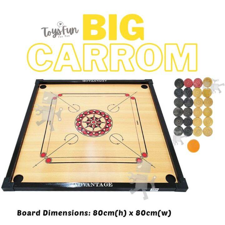 big 80 cm Carrom Board with Carrom Men and Striker Family Board Game Indoor Toys | Lazada