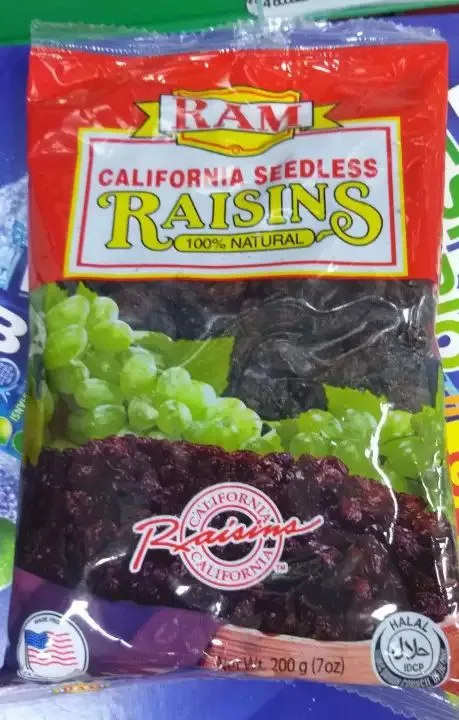 RAM CALIFORNIA SEEDLESS RAISINS, 100% NATURAL, 200GRAMS | Lazada PH