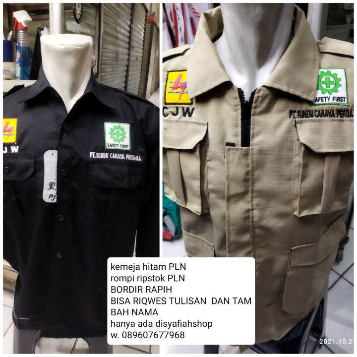 KEMEJA HITAM PLN /ROMPI PLN 1 PAKET LOGO PLN ⭐⭐⭐⭐⭐ | Lazada Indonesia