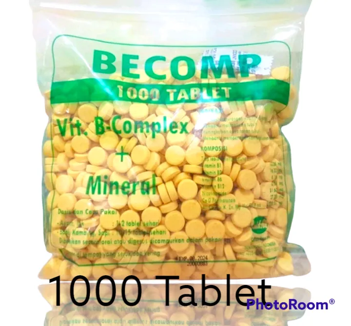 BECOMP 1000 TABLET - Vitamin B complex dan mineral untuk ayam itik sapi ...