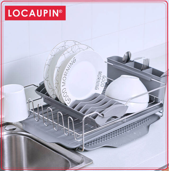 Locaupin Kitchen Detachable Stainless Steel Dish Rack, Kitchen Sink Organizer and Drainboard Set ...