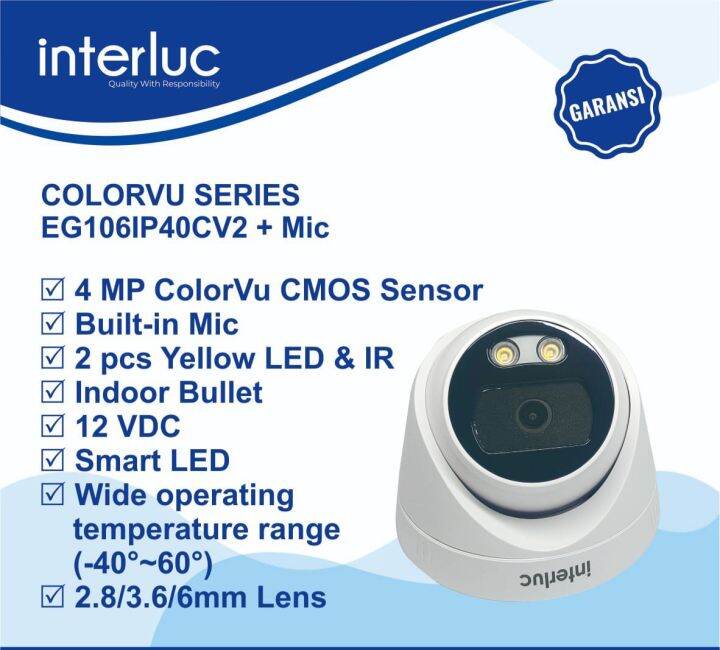KAMERA CCTV INDOOR 5MP COLORVU+MIC AUDIO 4K ULTRA HD FULL COLOR SIANG ...