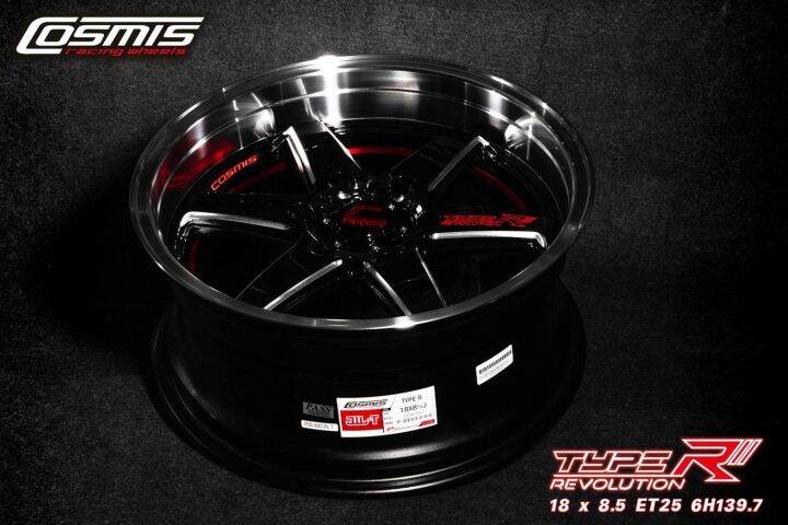 ล้อแม็ก ขอบ18 COSMIS TYPE-R 18X8.5 6H139.7 ET25 CB106 สีดำขอบเงาท้องแดง ...