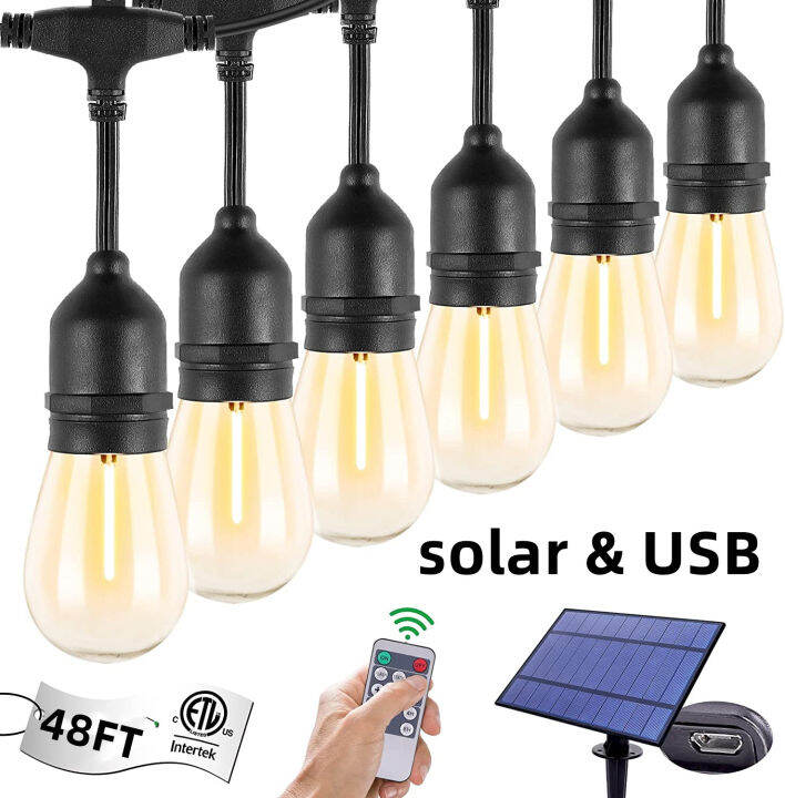 48FT/96FT LED Solar String Lights IP65 Waterproof Outdoor Christmas ...