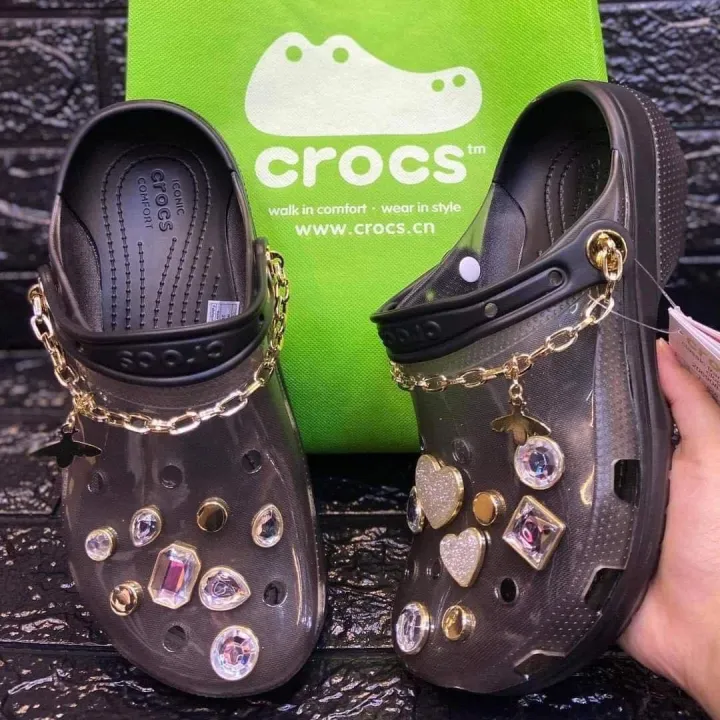 CROCS-CLASSIC-TRANSLUCENT With GEM JIBBITS OEM HiGH QUALITY | Lazada PH