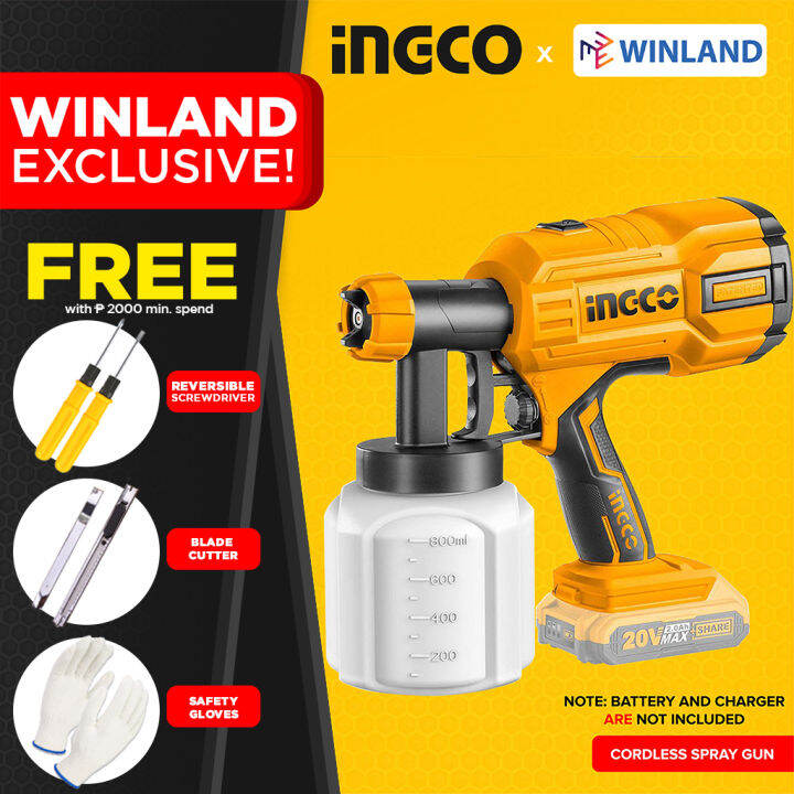 INGCO by Winland 20V Lithium-Ion Cordless Spray Paint Gun CSGLI2001 ...