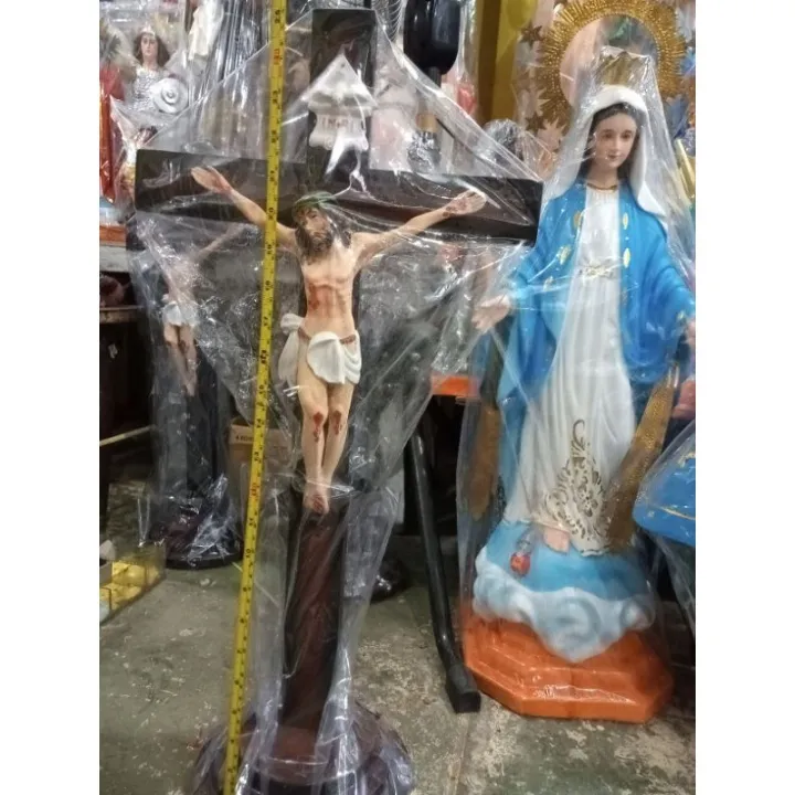 25 inches Crucifix Wood Cross Jesus Wooden Crucifix Fiber Jesus Christ ...