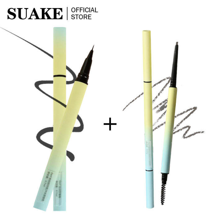SUAKE Waterproof Eyeliner Long Lasting+Eyebrow Pencil Double-ended ...