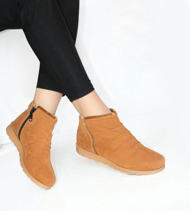 NEW ARRIVAL Sepatu Boots Zipper Korea Style Bulu Lembut Premium ...
