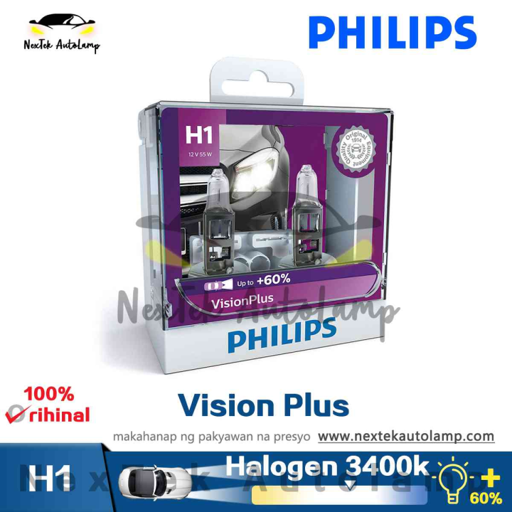Philips Vision Plus H1 H3 H4 H7 H11 HB3 9005 HB4 9006 Car Headlight Brighten +60% Malayo At ...