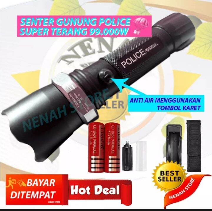 Senter LED Super Terang hingga 600 meter (ORIGINAL) Jarak jauh/senter ...