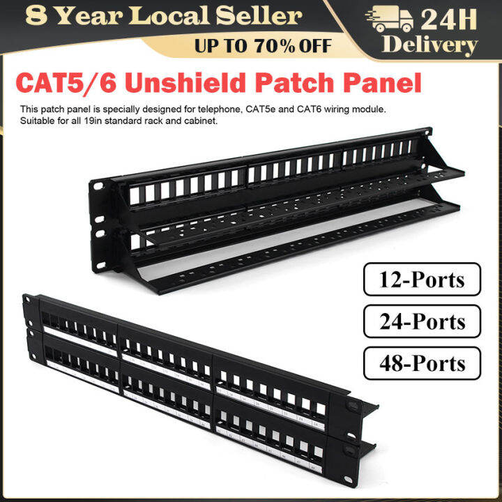 ️【Same Day Delivery】【48 24 12 Ports】19in 1U Cabinet Rack Pass-through ...