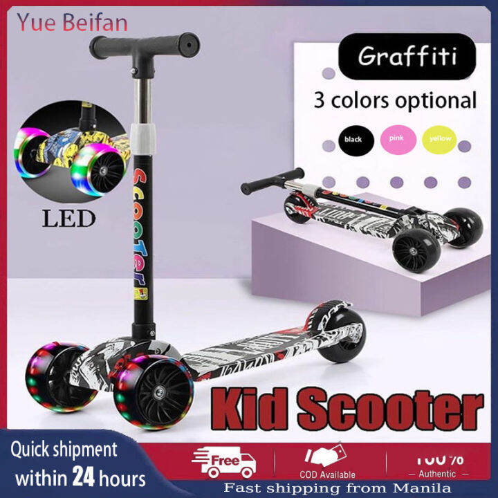 Foldable Kick Scooter with LED Lighting Wheels for Boys and Girls ...