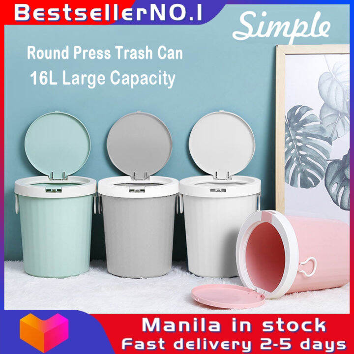 Bestseller 16L Push Type Trash Can With Cover New Kitchen and Bathroom ...