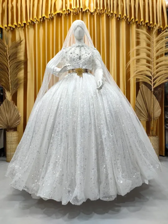 SK GAUN PENGANTIN MEWAH EKOR PANJANG //GAUN PENGANTIN BAHAN SEQUIN ...