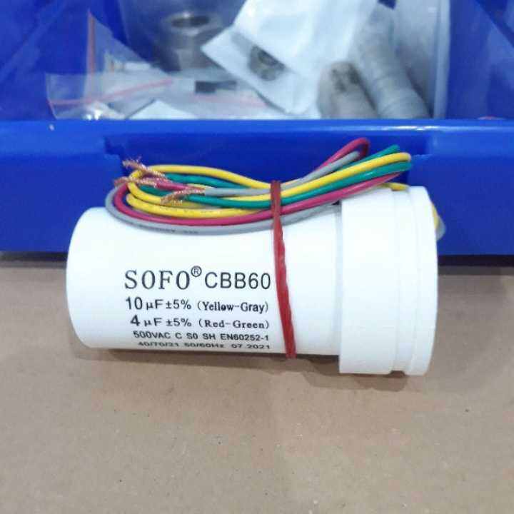 CAPACITOR KAPASITOR MESIN CUCI 2 POLYTRON ORIGINAL TABUNG SOFO CBB60 10 UF + 4 UF 7 KG -12 KG ...