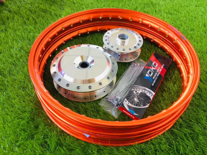 ชุด วงล้อ BUSHIDO ขอบส้ม ขอบเรียบ 1คู่ดุมหน้า-หลัง ซี่ชุป YOKO 1คู่ ขอบ ...