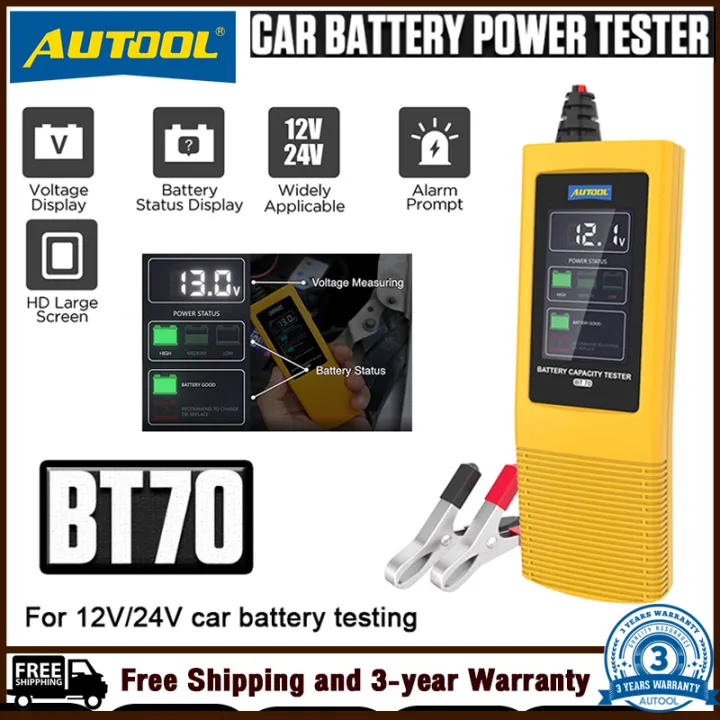 AUTOOL BT70 Car Battery Tester Power Monitor Car Battery Tester 12V 100 ...