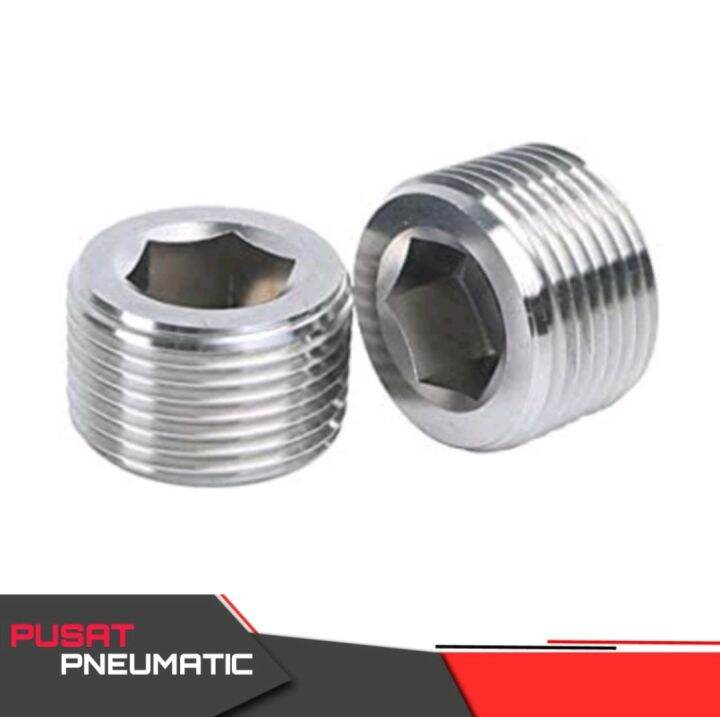 PLug 10 Fitting Pneumatic Fitting Penutup Baut L Tanam Drat 1" | Lazada ...